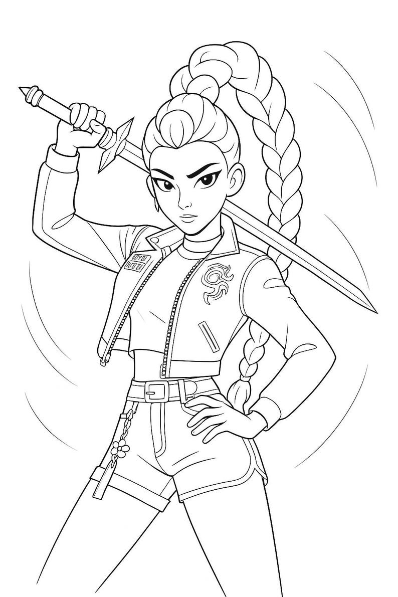 K-pop Demon Hunters Coloring Pages | Anime Girl & Boy Line Art ...