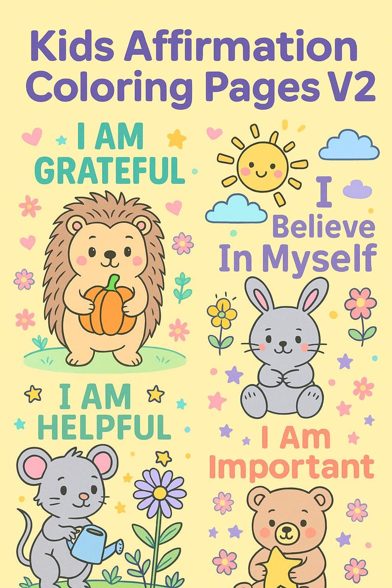 Kids Affirmation Coloring Pages: Positive Quotes, Mindfulness (PDF ...