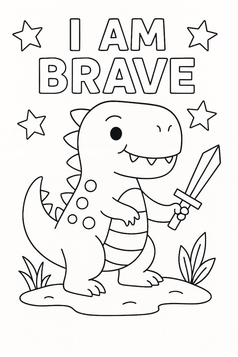 Dinosaur Affirmation Coloring Pages: Positive Quotes for Kids (PDF 10 ...