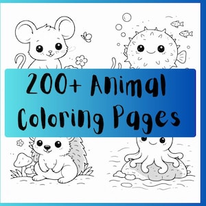 Animal Coloring Pages for Kids: 200 Pages Easy Printing, Positive ...