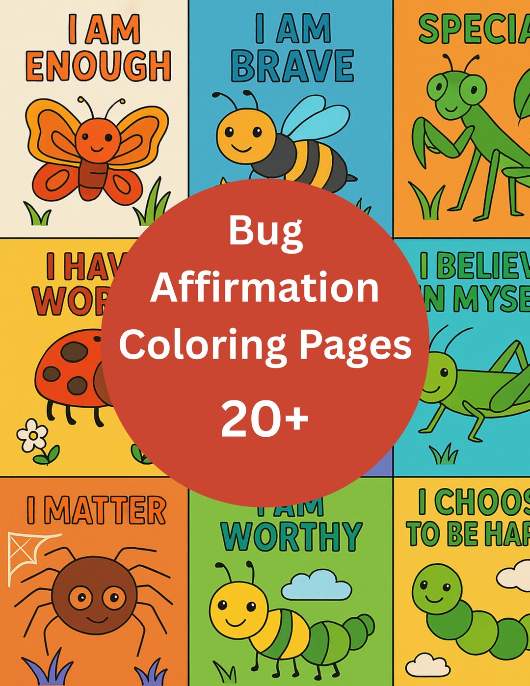 Bug Affirmation Coloring Pages: Positive Quotes for Kids (PDF Download ...