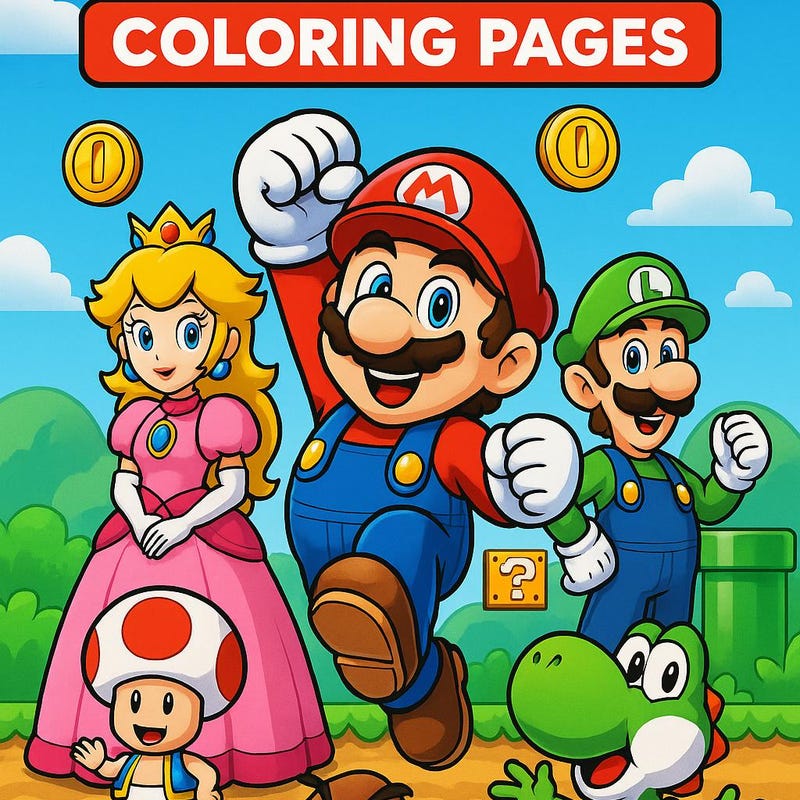 Mario Colouring Activity - Etsy