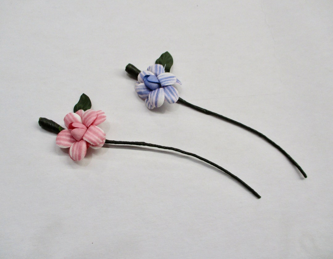 VINTAGE FABRIC FLOWER Hand Painted With Bud and Leaf for Millinery or ...