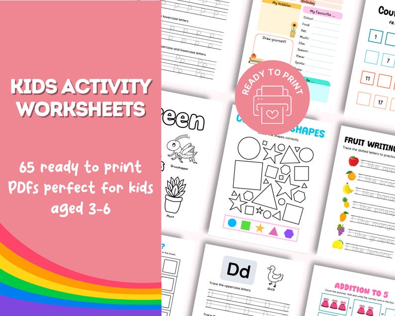 Kids Printable Activity Workbook, School Learning Printable, Kids ...