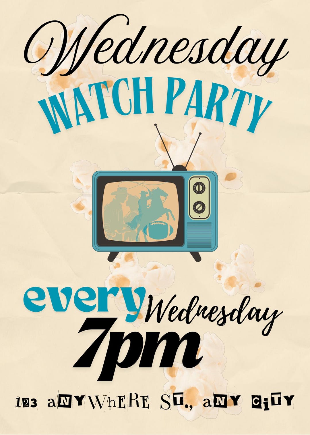 Wednesday Watch Party Invitation - Editable Canva Movie Night Template ...