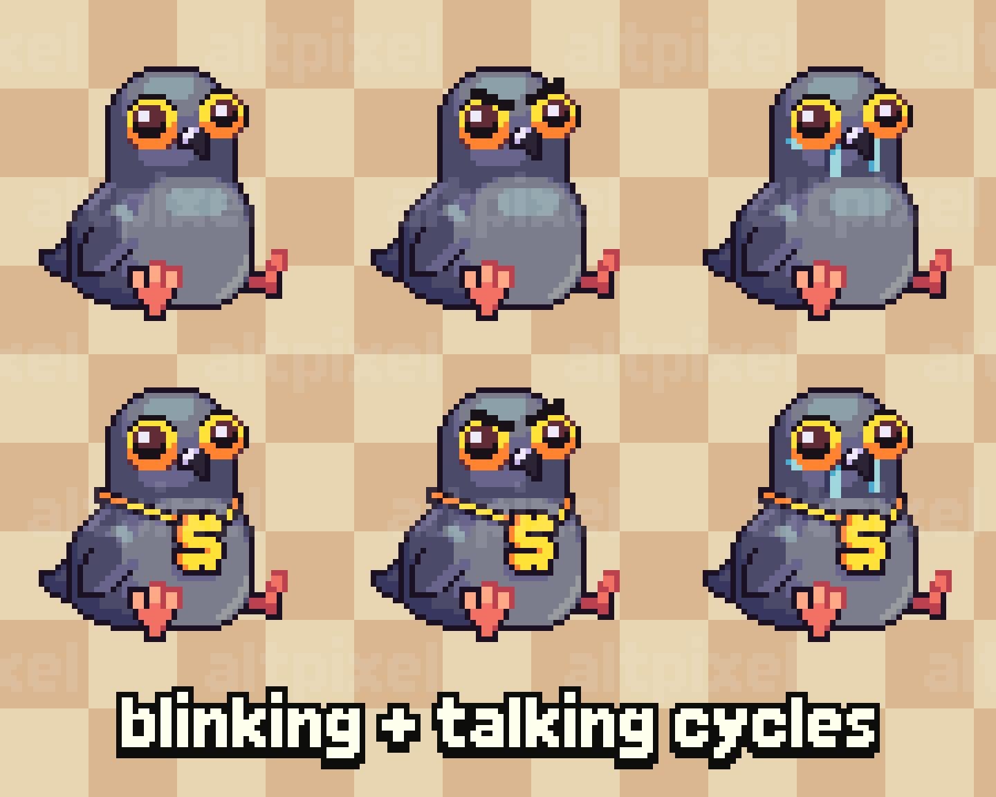 Animated Pixel Pigeon Pngtuber Model: Streaming Avatar (veadotube Mini ...