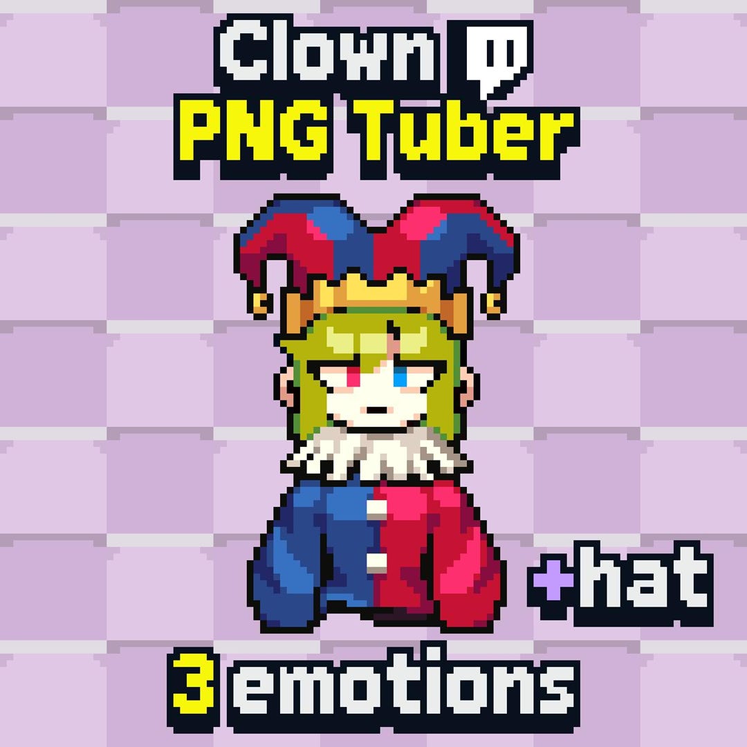 Animated Clown Girl Pngtuber: Pixel Streaming Avatar (veadotube Mini) 3 ...