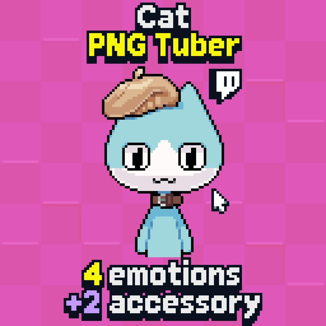 Animated Pixel Blue Cat Pngtuber Model: Streaming Avatar (veadotube ...