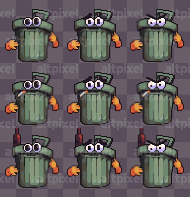 Animated Pixel Trash Pngtuber Model: Streaming Avatar (veadotube Mini ...