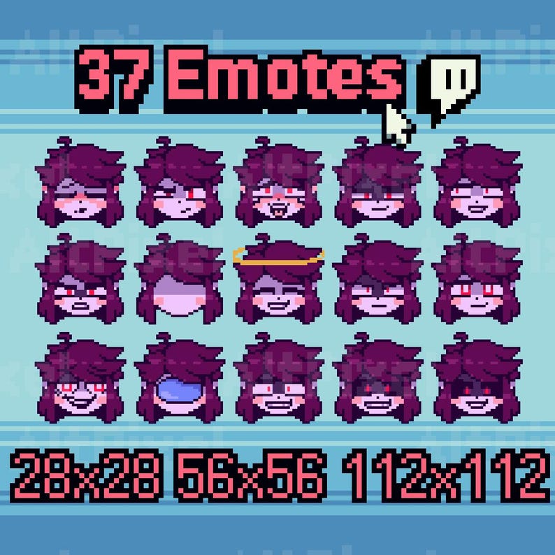 MASSIVE SET of 37 Kawaii Twitch Emotes | Chara Pixel Emotes | Emoji ...