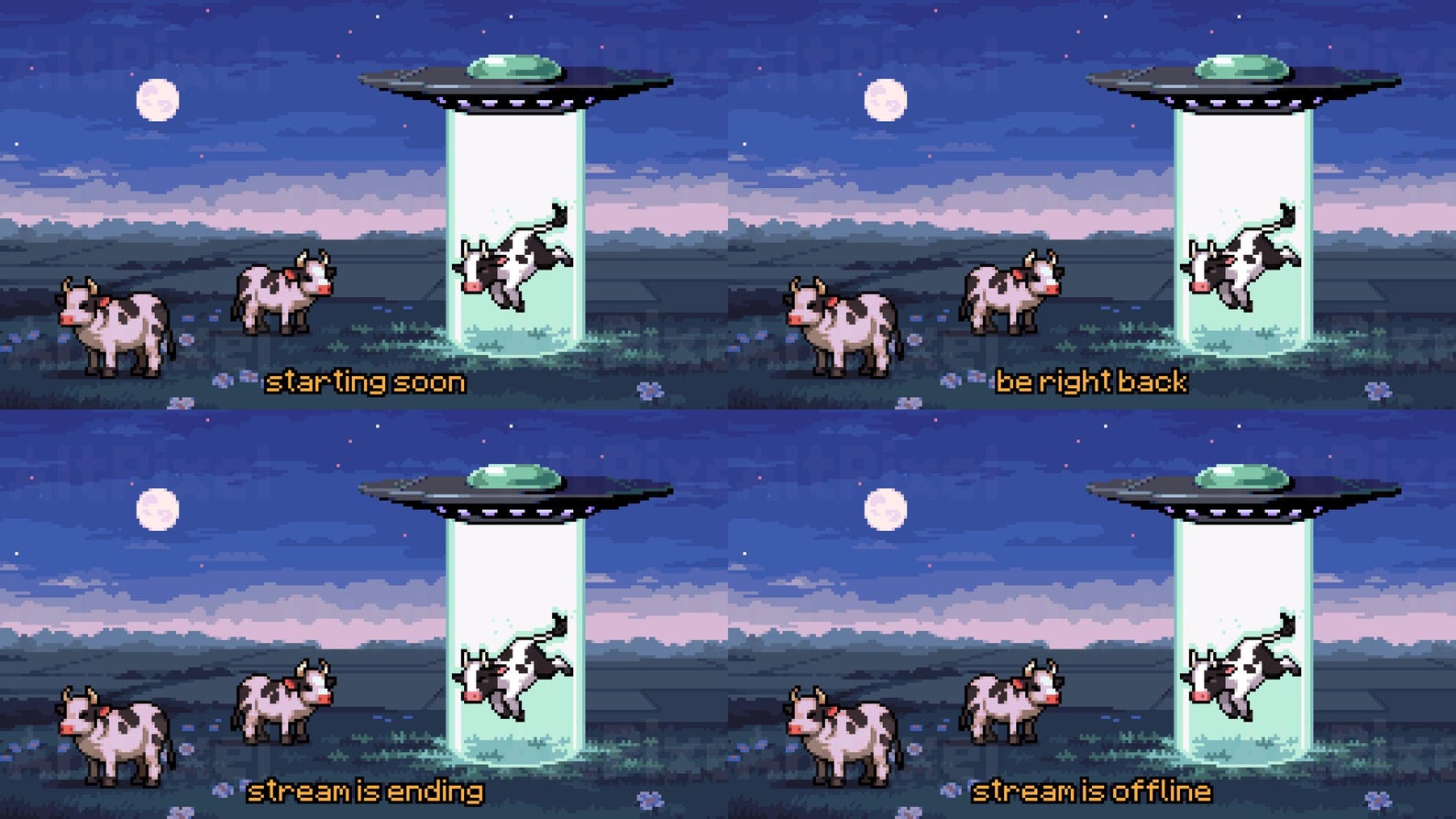 4x Animated Stream Scenens Twitch, Youtube ~ Pixel Art Animation, UFO ...
