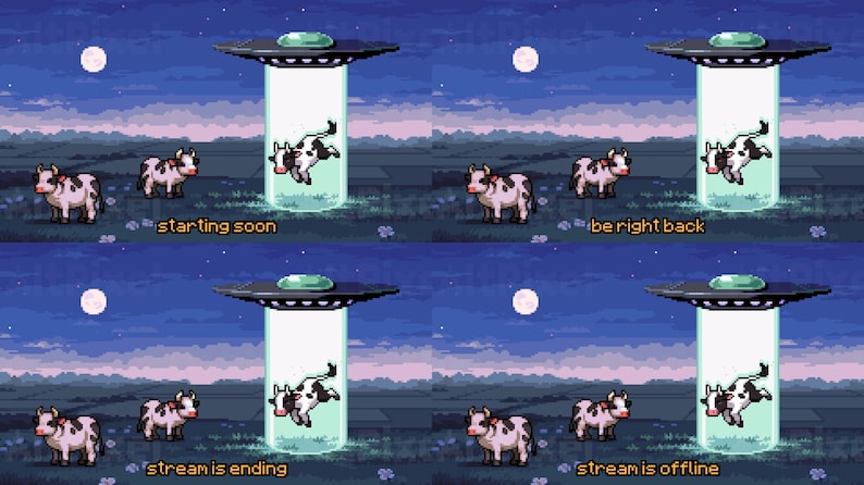 4x Animated Stream Scenens Twitch, Youtube ~ Pixel Art Animation, UFO ...