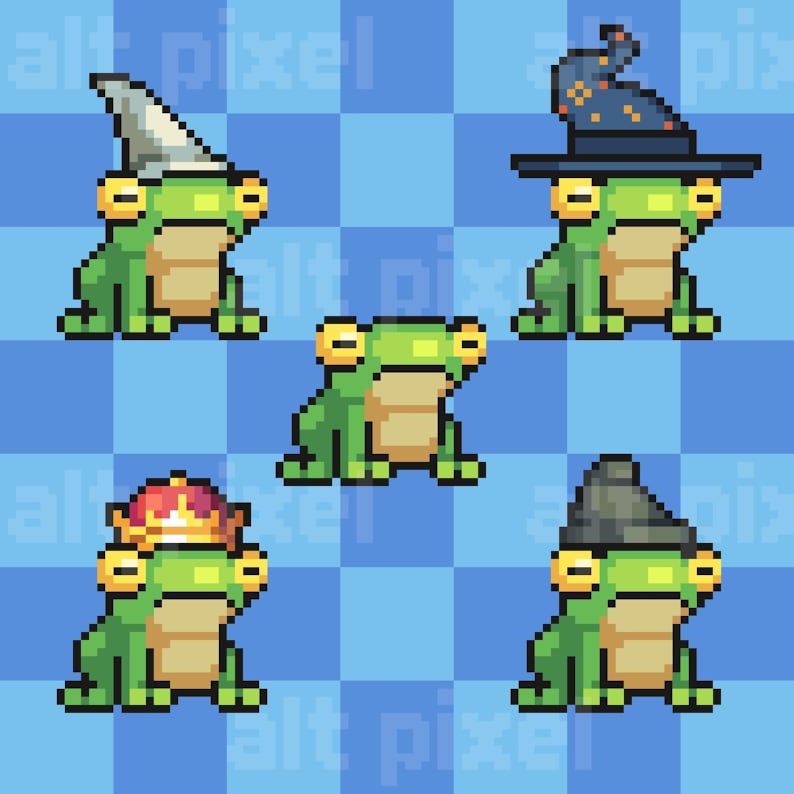 Cute Animated Pixel Frog Bundle - 4 Hats, Animated Halloween Stream ...