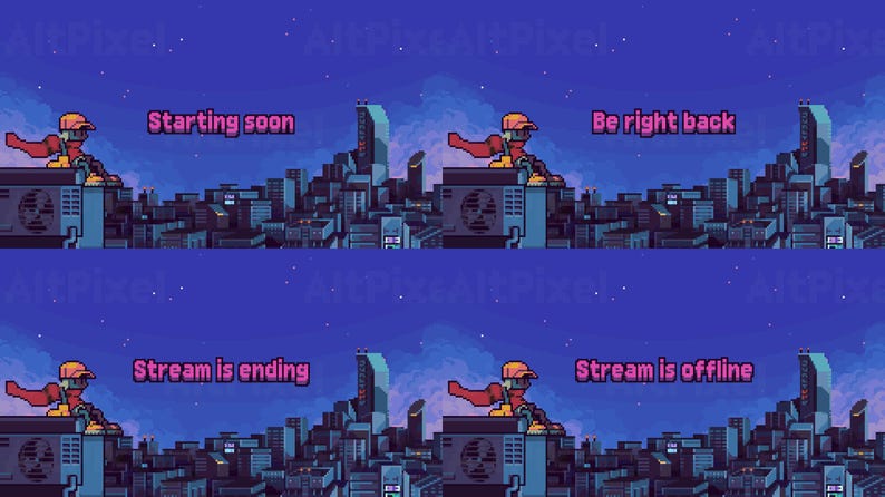 4x Animated Stream Scenens Twitch, Youtube ~ Pixel Art Animation, City ...