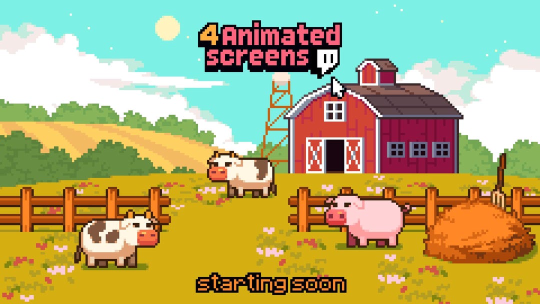 4x Animated Stream Scenens Twitch, Youtube ~ Pixel Art Animation, Farm ...