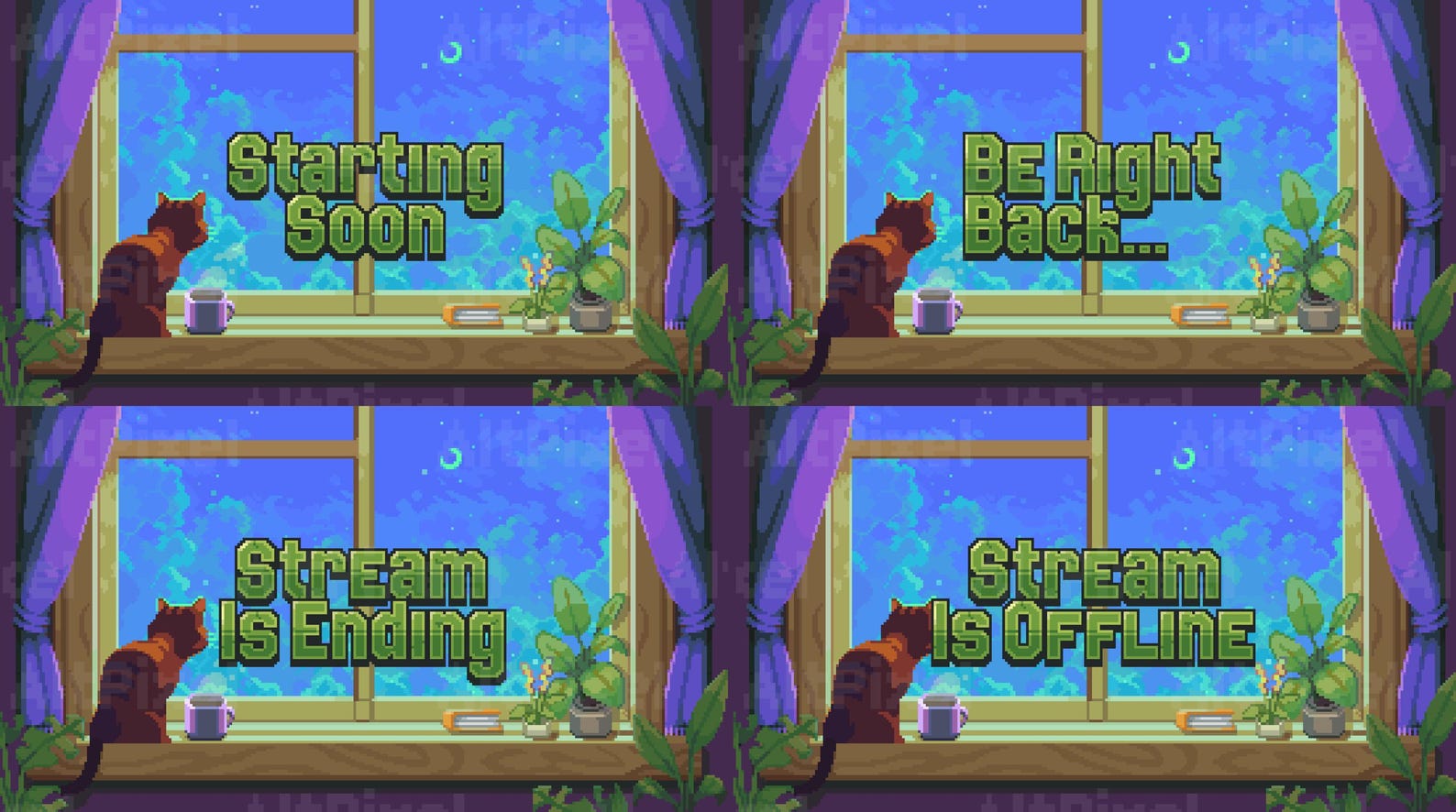 Cute Pixel Overlay | Animated Stream Overlay | Dreamcore Cat Twitch ...