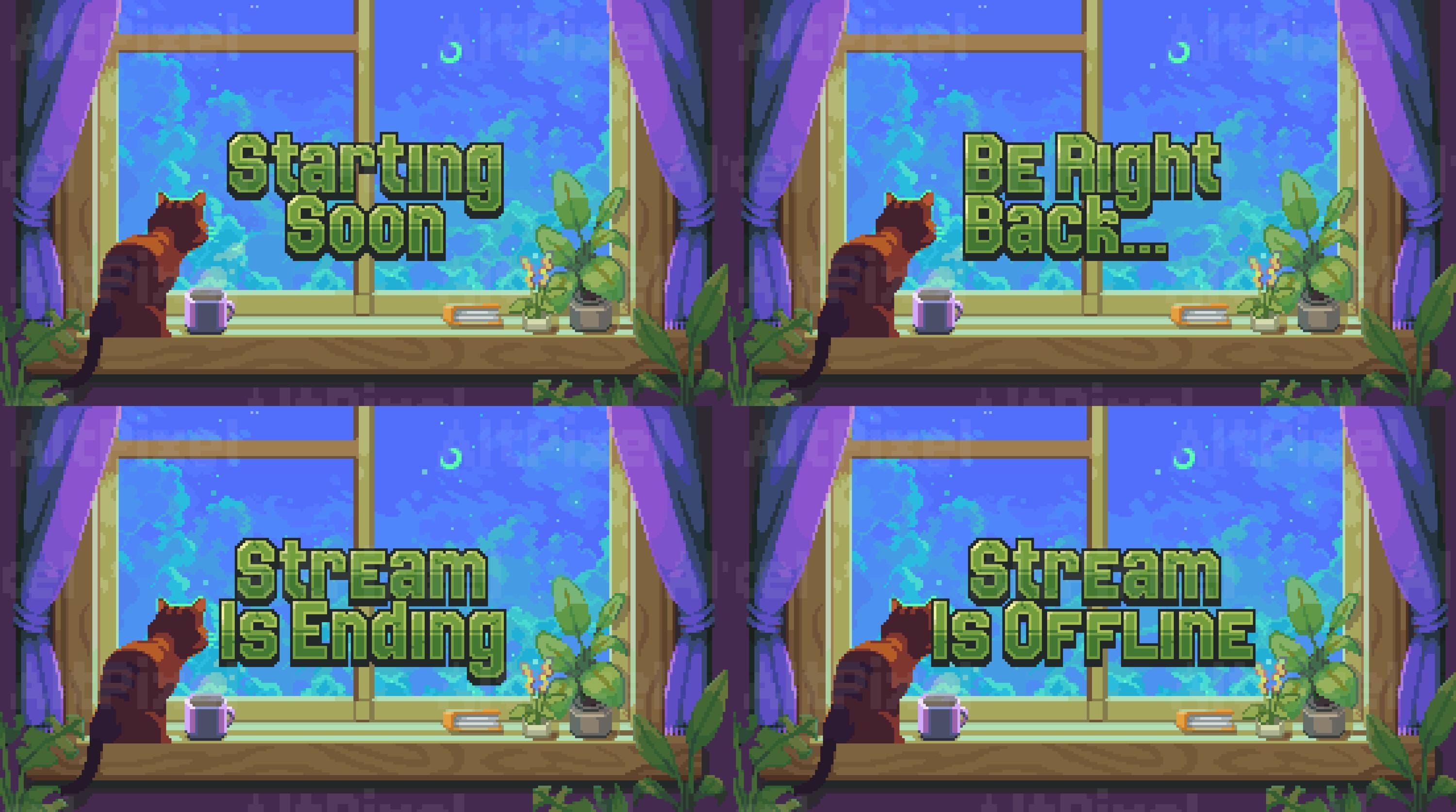 Cute Pixel Overlay | Animated Stream Overlay | Dreamcore Cat Twitch ...