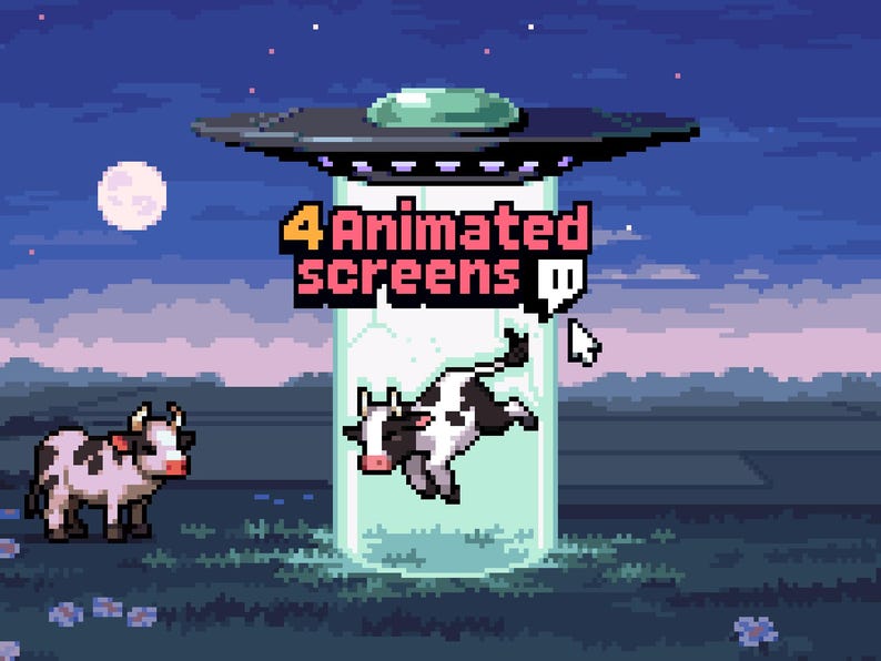 4x Animated Stream Scenens Twitch, Youtube ~ Pixel Art Animation, UFO ...
