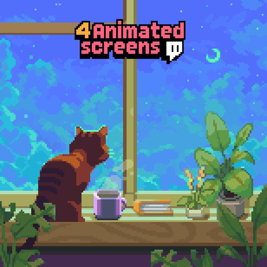 Cute Pixel Overlay | Animated Stream Overlay | Dreamcore Cat Twitch ...