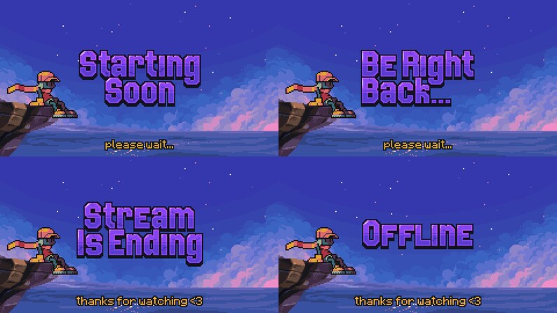 Animated Retro Pixel Sky Overlay Package | Streamlabs City Retro ...