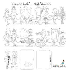 PRINTABLE Halloween Costumes Paper Dolls Colouring Pages | PDF Download ...