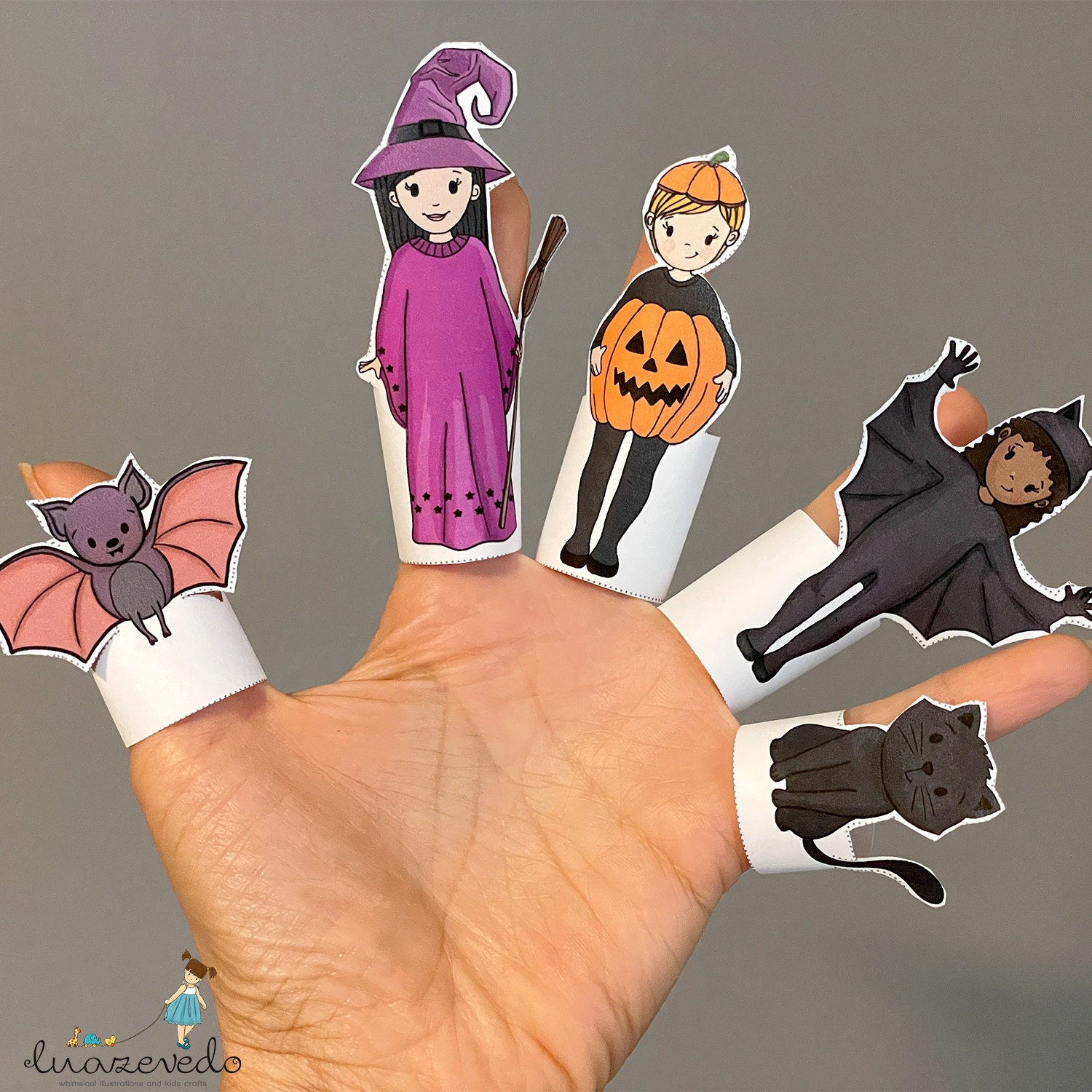 PRINTABLE HALLOWEEN Finger Puppets PDF Download Halloween Party Favor ...