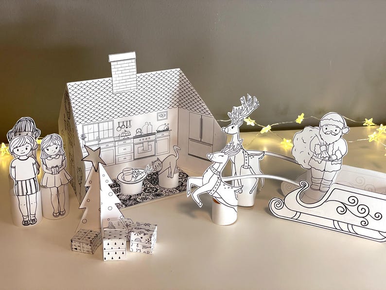 Printable Christmas Eve Paper House Set | Origami Craft (PDF Download ...