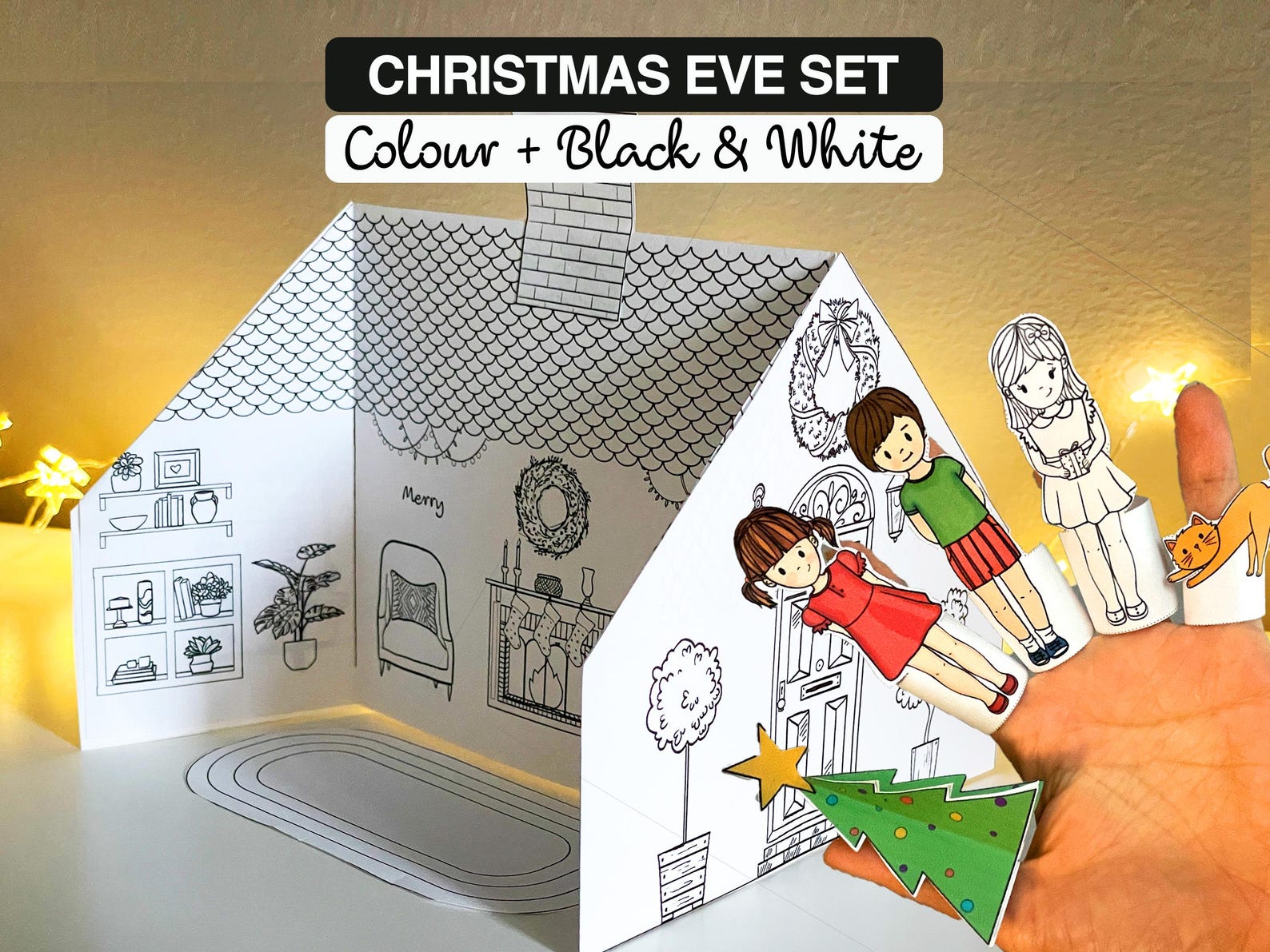 Printable Christmas Eve Paper House Set | Origami Craft (PDF Download ...