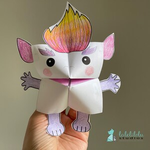 Set of 7 Black&white PRINTABLE MAGIC World Creatures Cootie Catchers ...