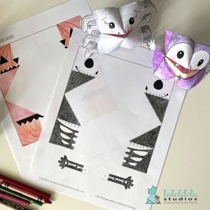 Set of 7 Black&white PRINTABLE Halloween Cootie Catchers | PDF Download ...