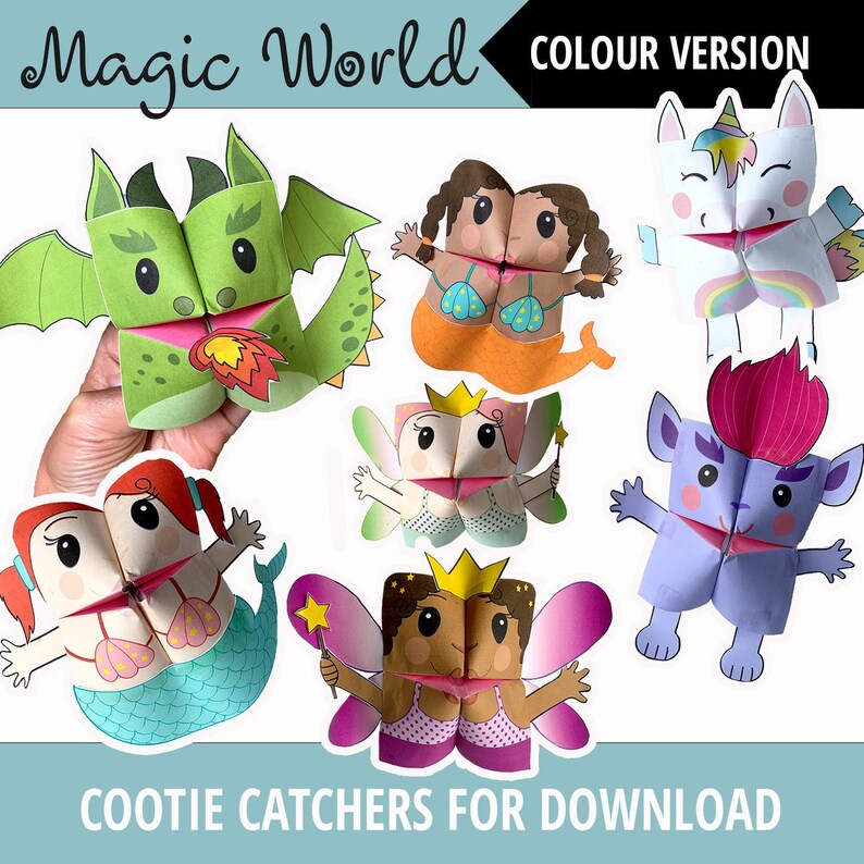 Set of 7 PRINTABLE MAGIC World Creatures Cootie Catchers PDF - Etsy