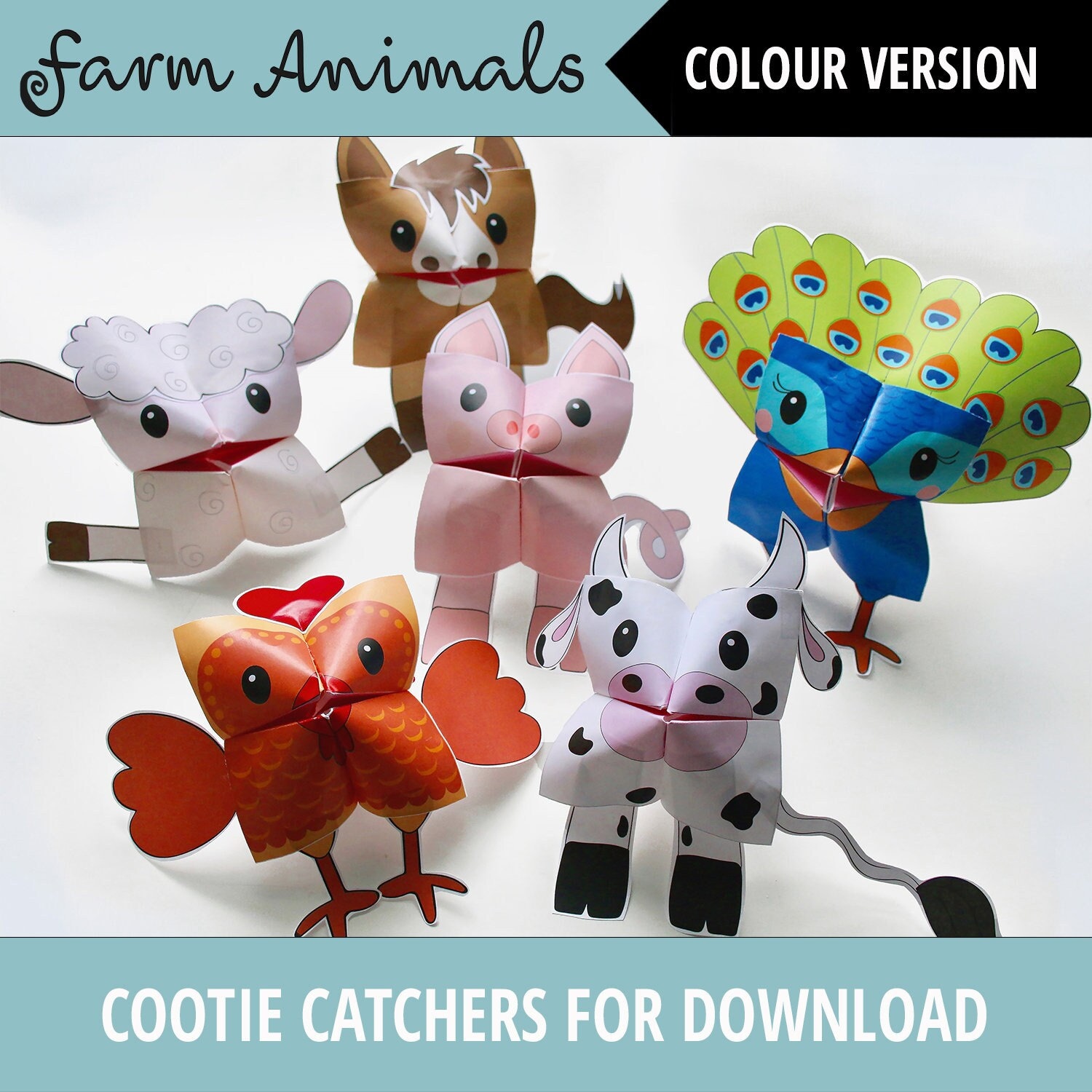 Set of 6 PRINTABLE FARM Animals Cootie Catchers PDF Download - Etsy