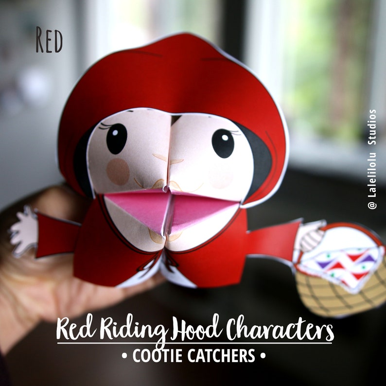 Set of 6 PRINTABLE Little Red Riding Hood Cootie Catchers PDF Download ...