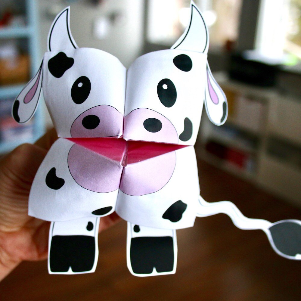 Set of 6 PRINTABLE FARM Animals Cootie Catchers PDF Download Cow, Hen ...