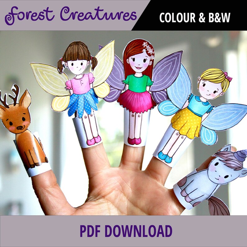 Set of 6 PRINTABLE Forest Creatures Finger Puppets PDF - Etsy