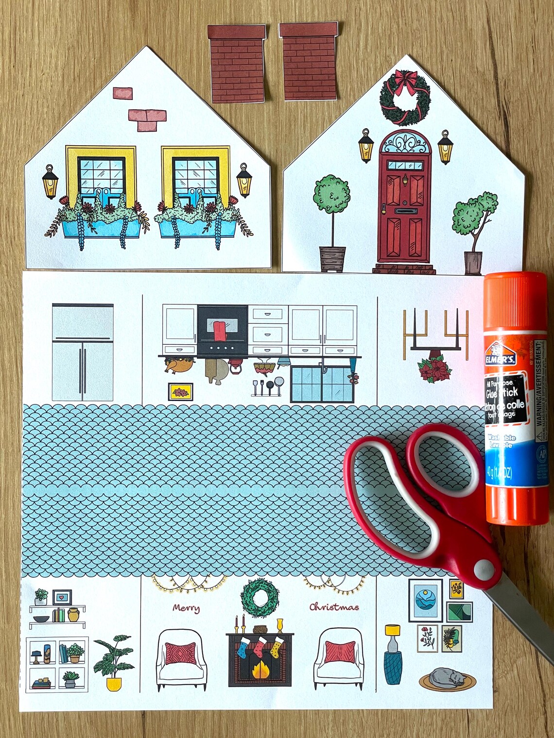 Printable Christmas Eve Paper House Set | Origami Craft (PDF Download ...