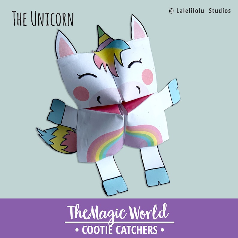 Printable Magic World Cootie Catchers | Dragon, Unicorn, Mermaid (PDF ...