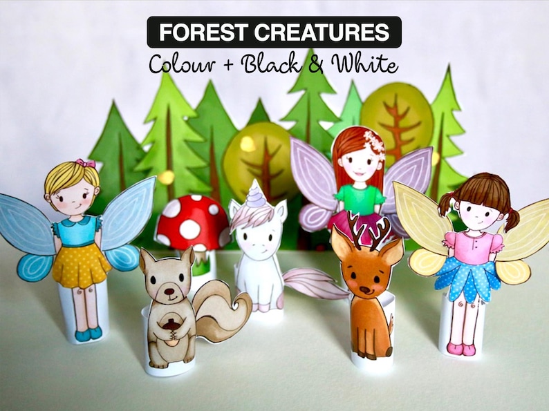 Set of 6 PRINTABLE Forest Creatures Finger Puppets | PDF Download ...