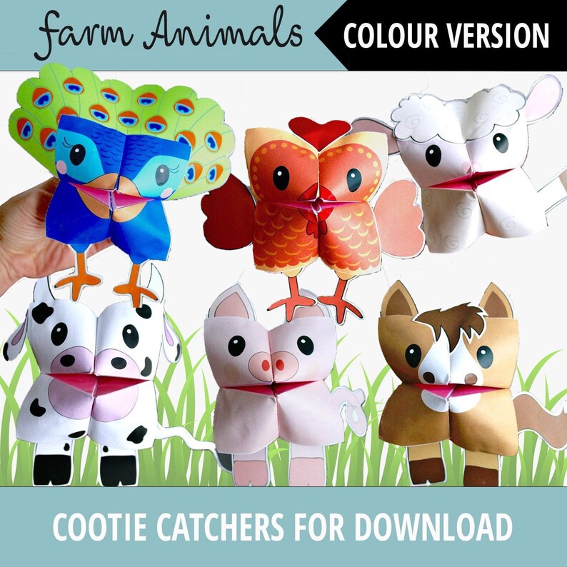 Farm Animals Cootie Catchers | Printable Fortune Tellers (PDF Download ...