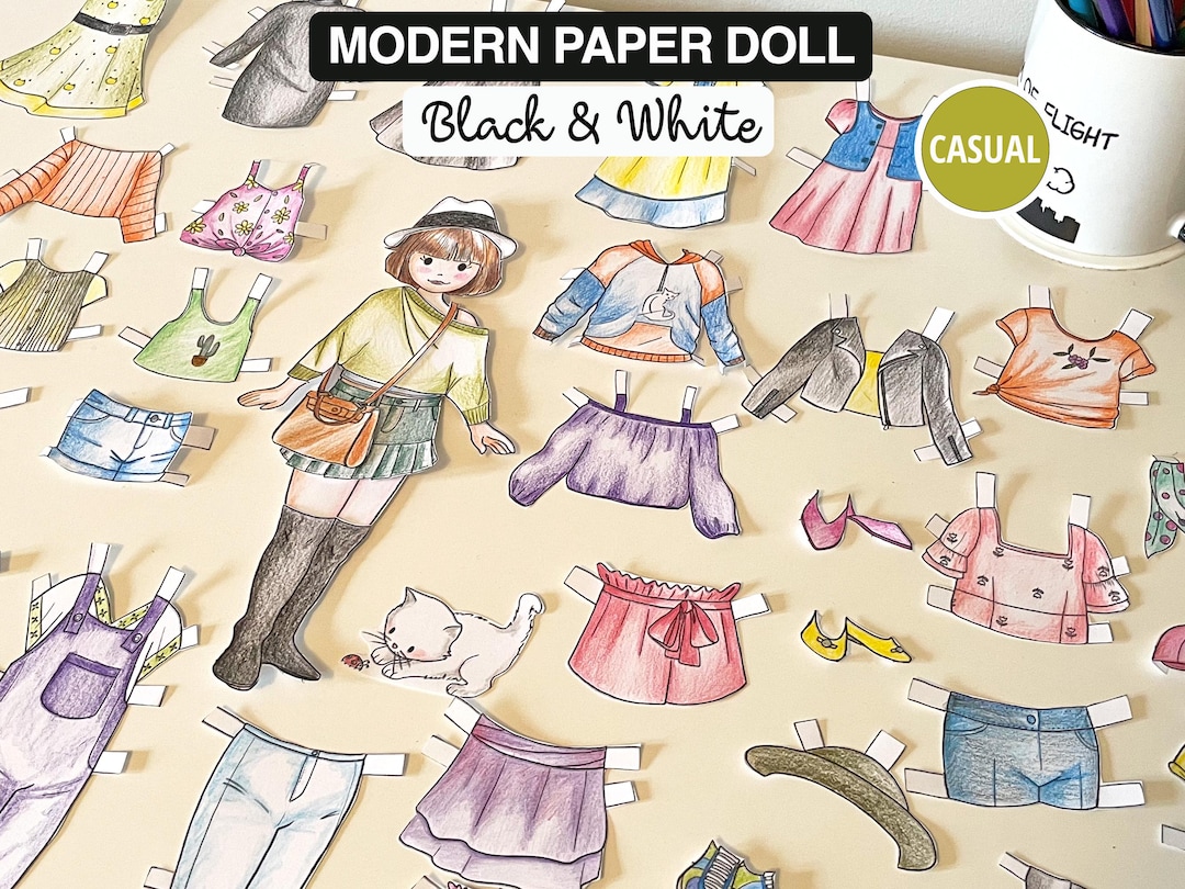 MODERN Paper Doll Colouring Pages | PRINTABLE PDF Download | Casual ...