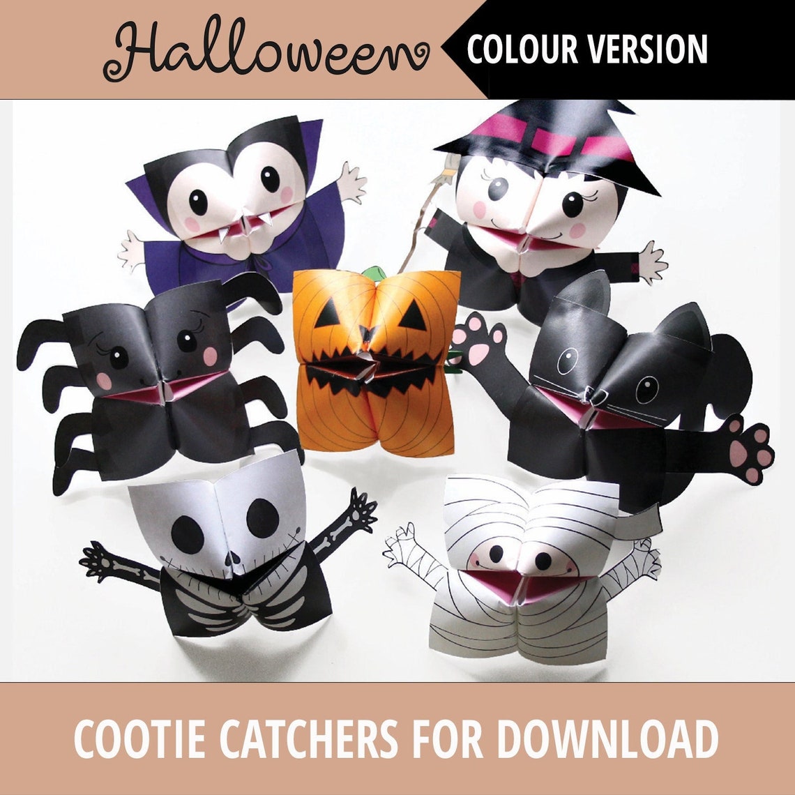 Halloween Cootie Catchers Set | Printable Origami Party Favors (PDF ...
