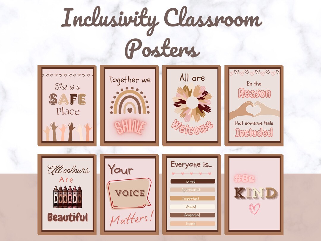 Set of 8 Classroom Posters, Inclusivity Posters, Boho Classroom Decor ...