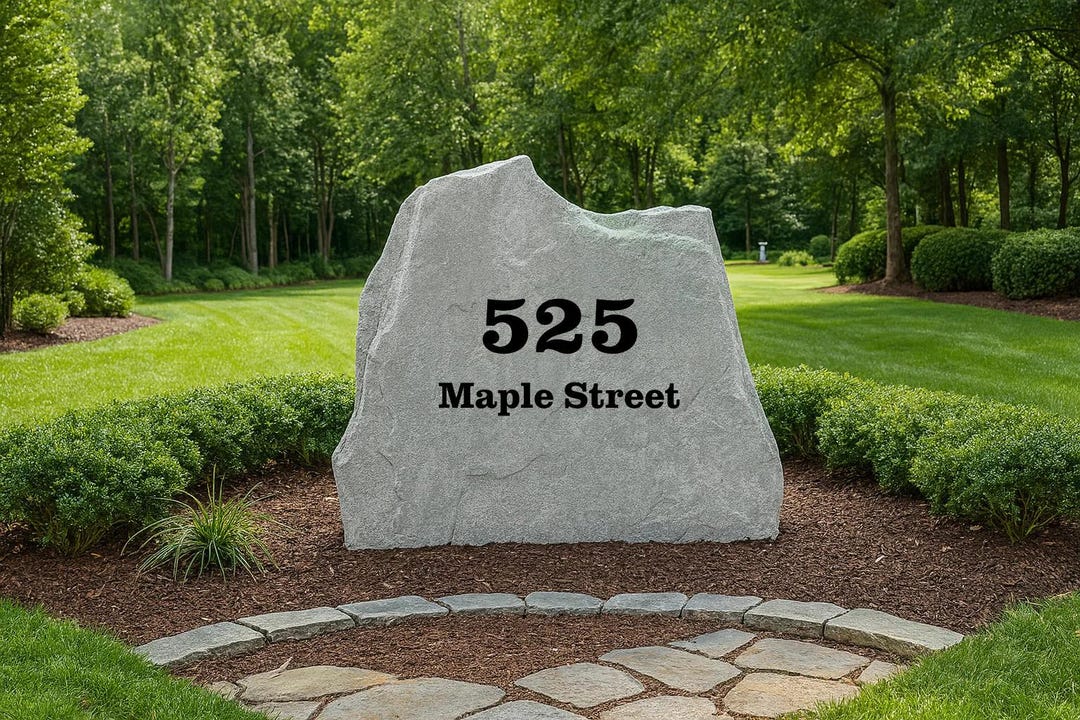 Classic Engraved Address Stone – Durable Outdoor House Number Sign ...