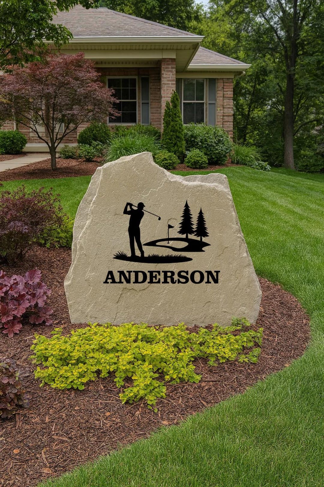 Custom Golf Yard Stone – Personalized Engraved Name or House Marker for ...