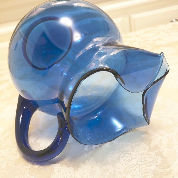 Blue Glass Pitcher - Etsy