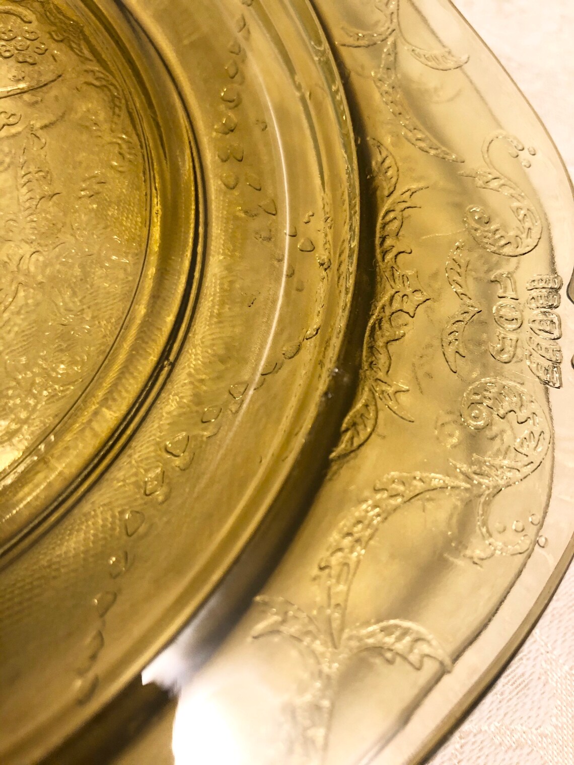 Square Embossed Madrid Depression Glass Elegant Beaded Detail Embossed ...