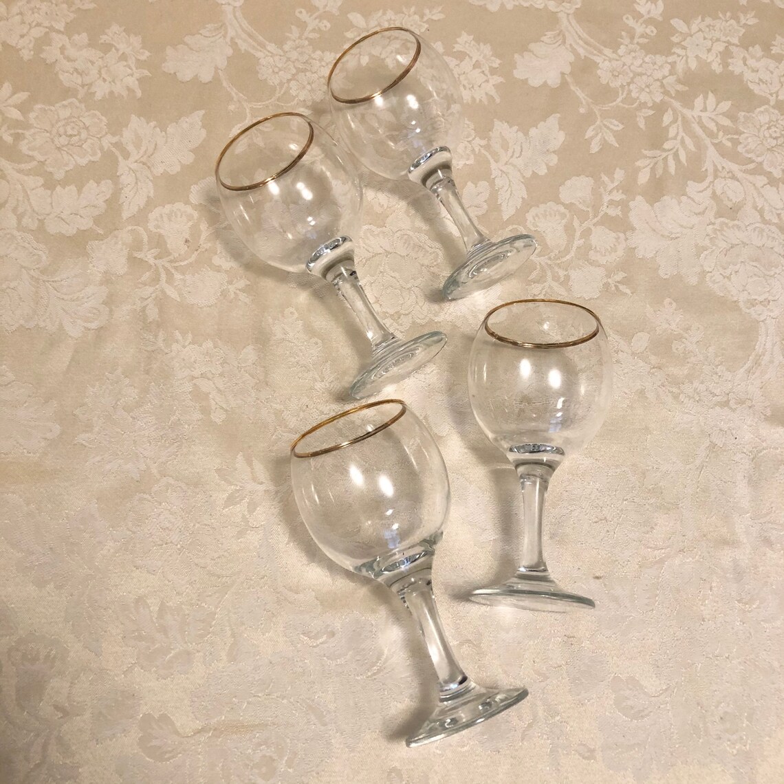 22K Gold Crystal Glass Goblets Clear Glass Wine Glasses Set of - Etsy