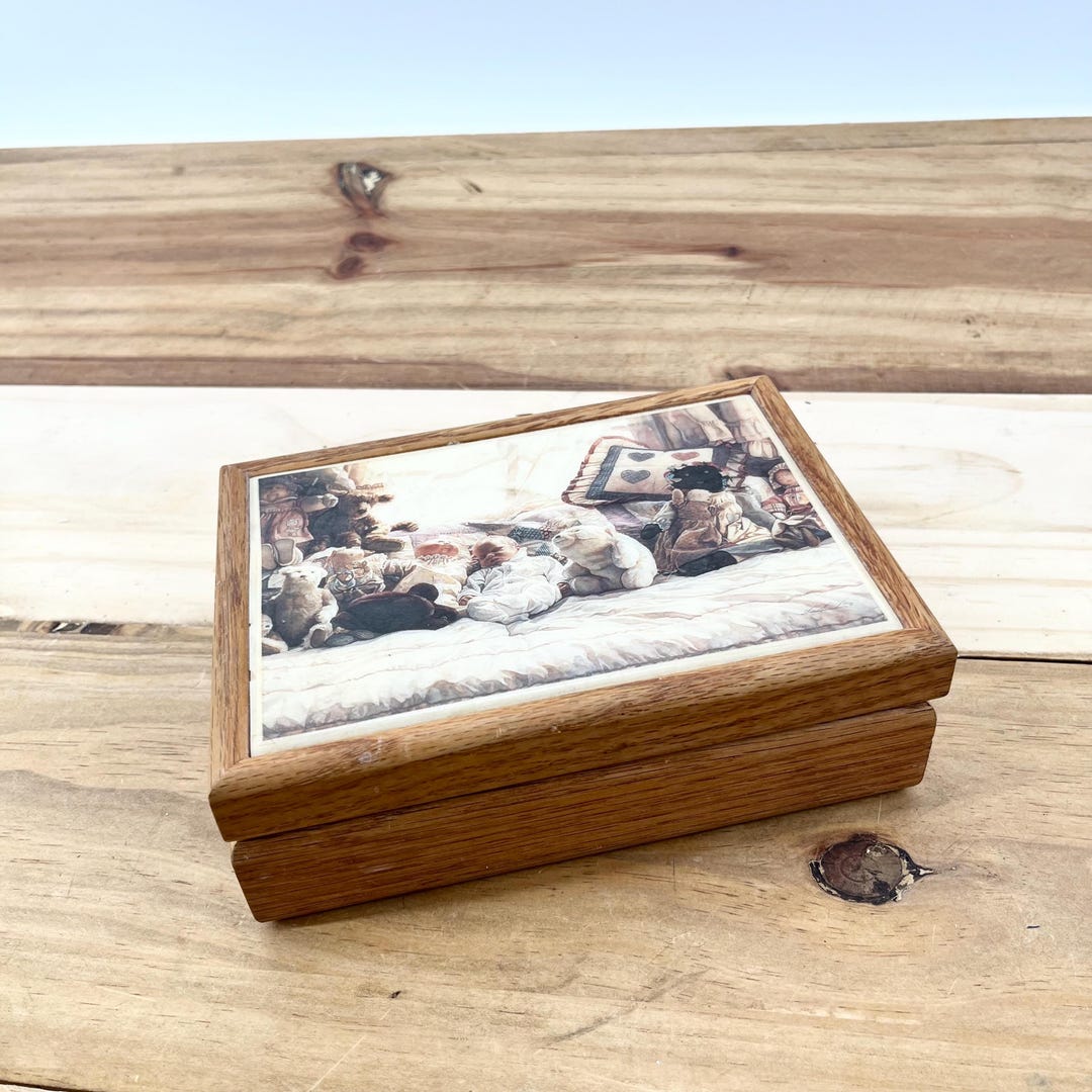 Vintage Decorative Tile Top Inlay Baby Box Keep Sake Special Moments ...