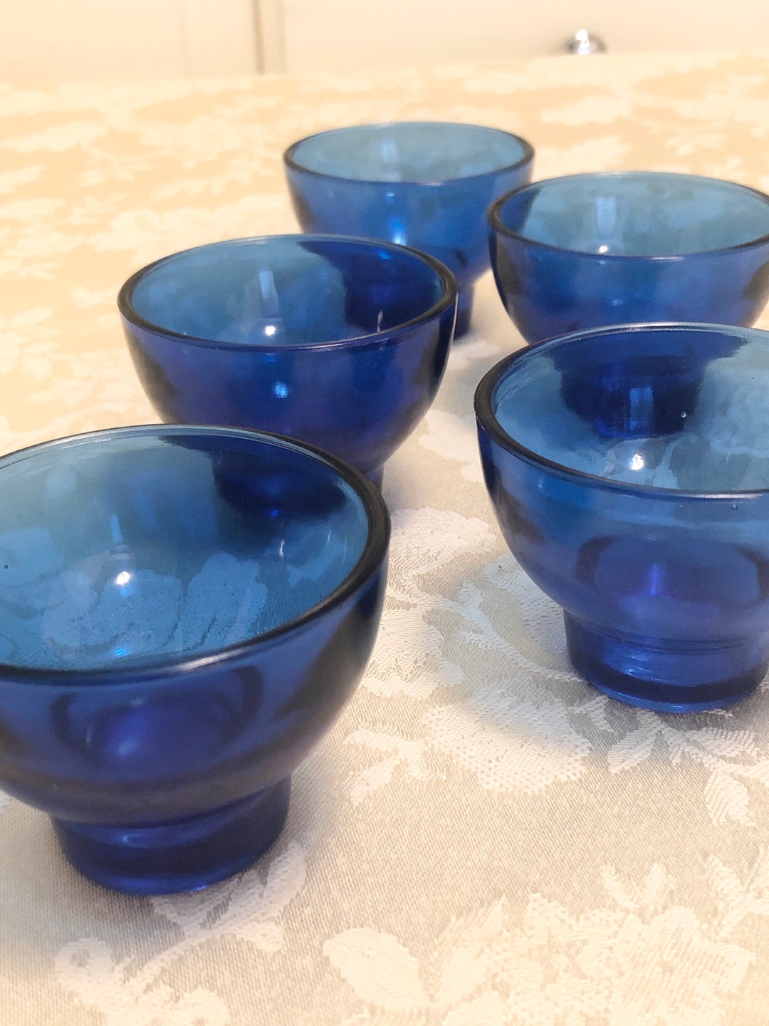 5 Glass Cobalt Blue Planting Pots Set of 5 Herb Planter Cobalt Kitchen ...