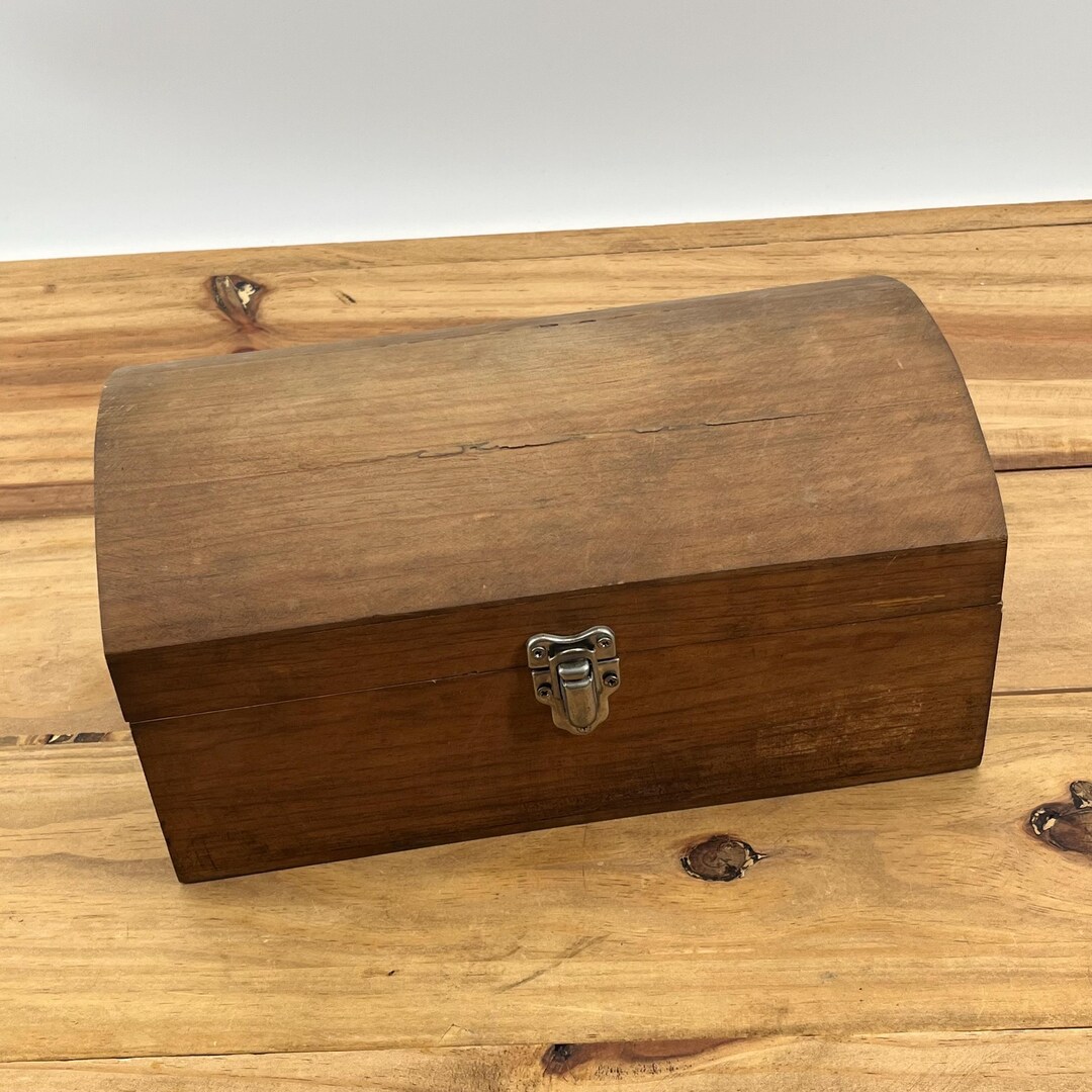 Vintage Wooden Chest With Front Latch Hardware Detail Storage Box ...